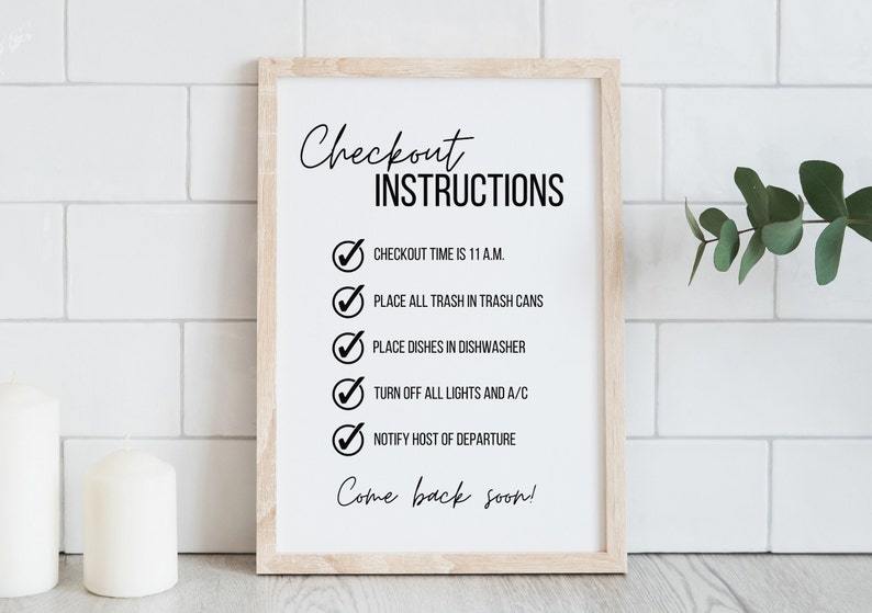 Editable Airbnb Printable Sign Checkout Instructions - Etsy Australia