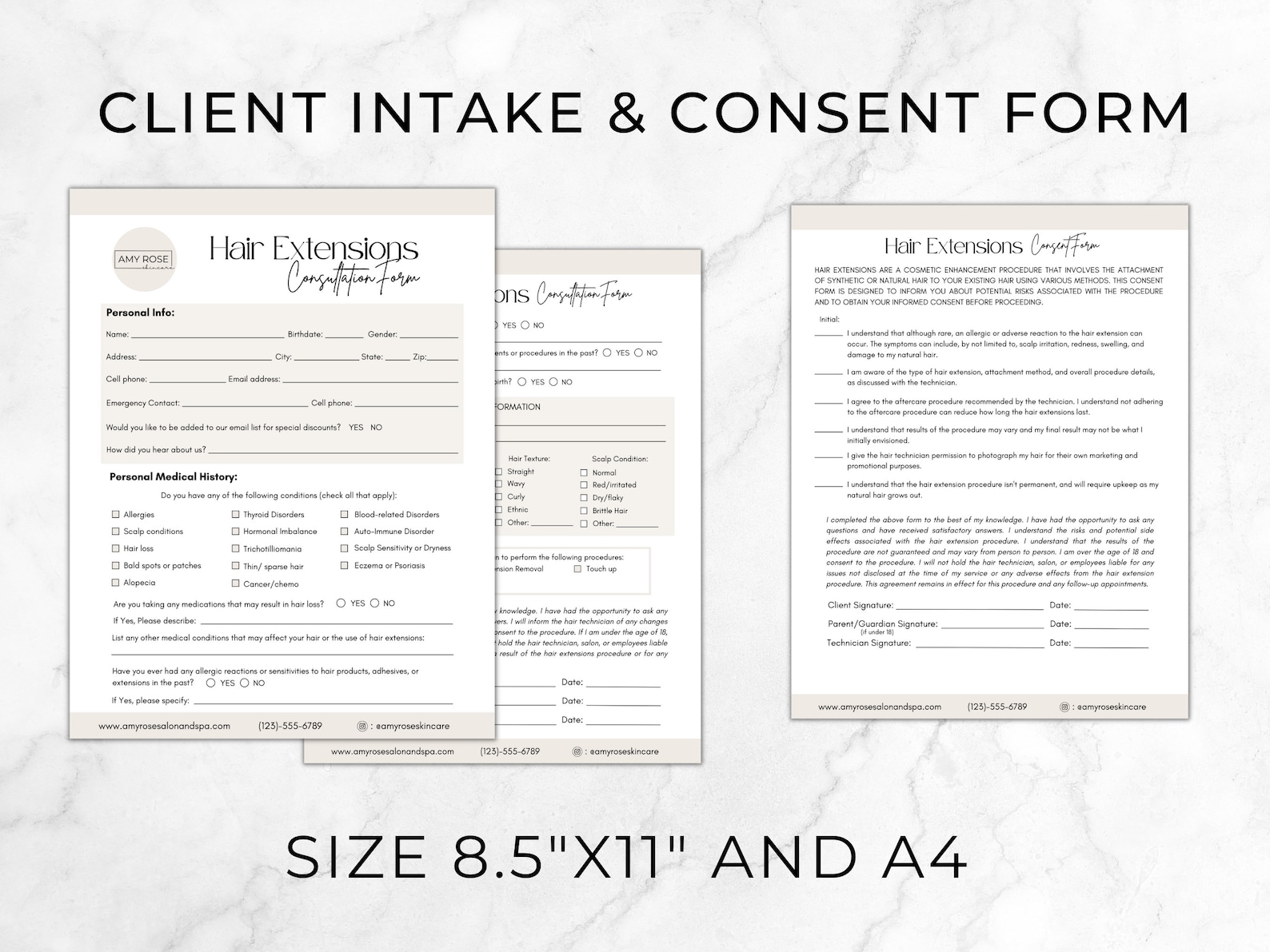 Hair Extension Consent Forms Template Hair Extension Waiver - Etsy Canada
