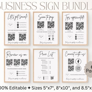 Social Media Sign Bundle, QR Code Sign Template, Lets Get Social Sign ...