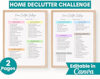 Declutter Checklist Template, Editable Cleaning Schedule, Declutter ...