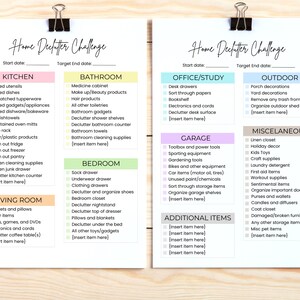 Declutter Checklist Template, Editable Cleaning Schedule, Declutter ...