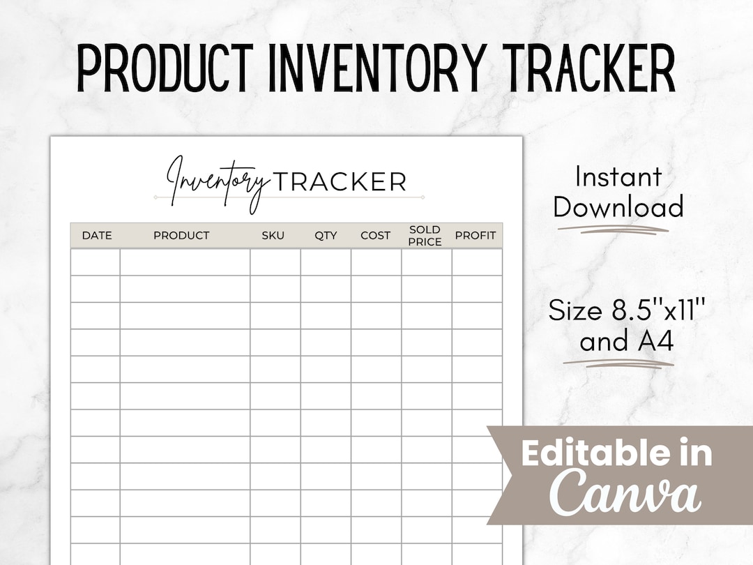 Editable Inventory Tracker, Product Inventory Template, Inventory ...