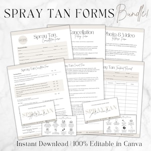 Editable Spray Tanning Forms Bundle, Spray Tanning Consultation Forms ...