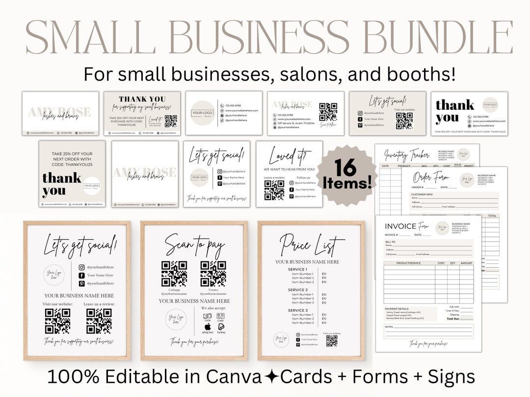 Small Business QR Code Sign Bundle, Social Media Sign, Scan to Pay ...