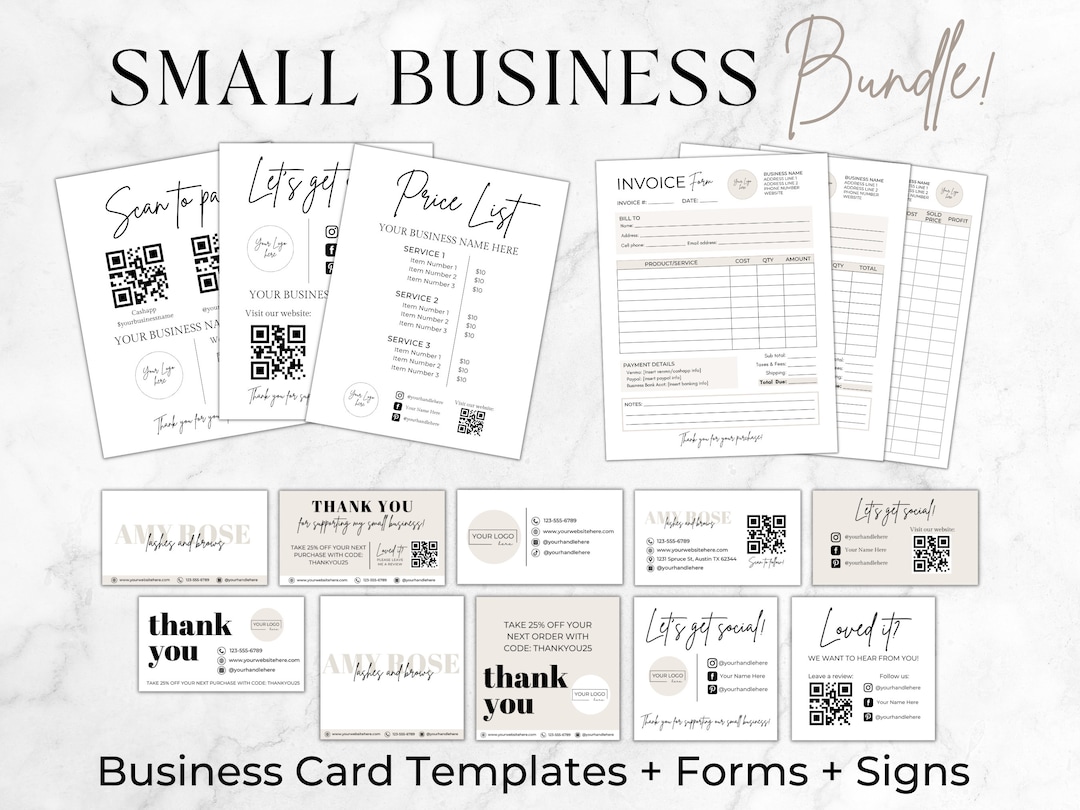 Small Business Templates Bundle, Social Media Sign, QR Code Sign ...