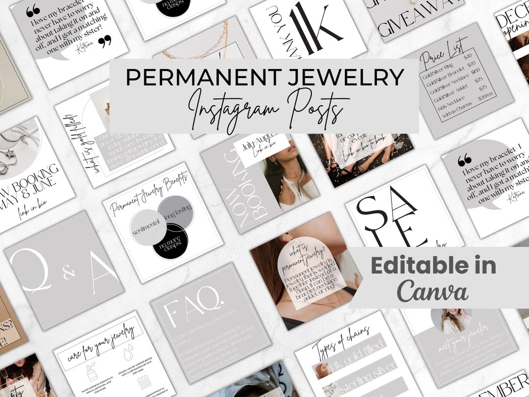 Editable Permanent Jewelry Instagram Posts Templates, Permanent Jewelry ...