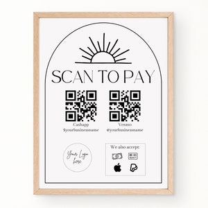 Scan to Pay Sign Template, Payment Sign, QR Code Sign, Editable Small ...