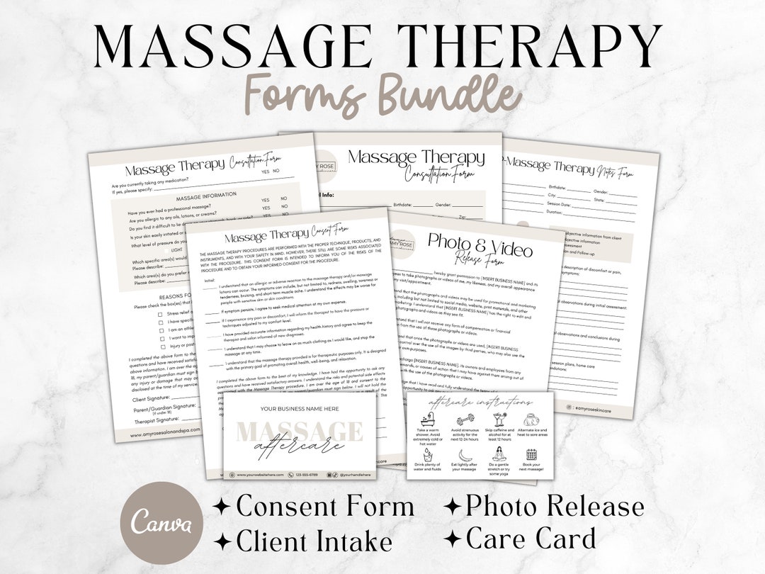 Massage Therapy Forms, Massage Intake and Consent Forms, Massage ...