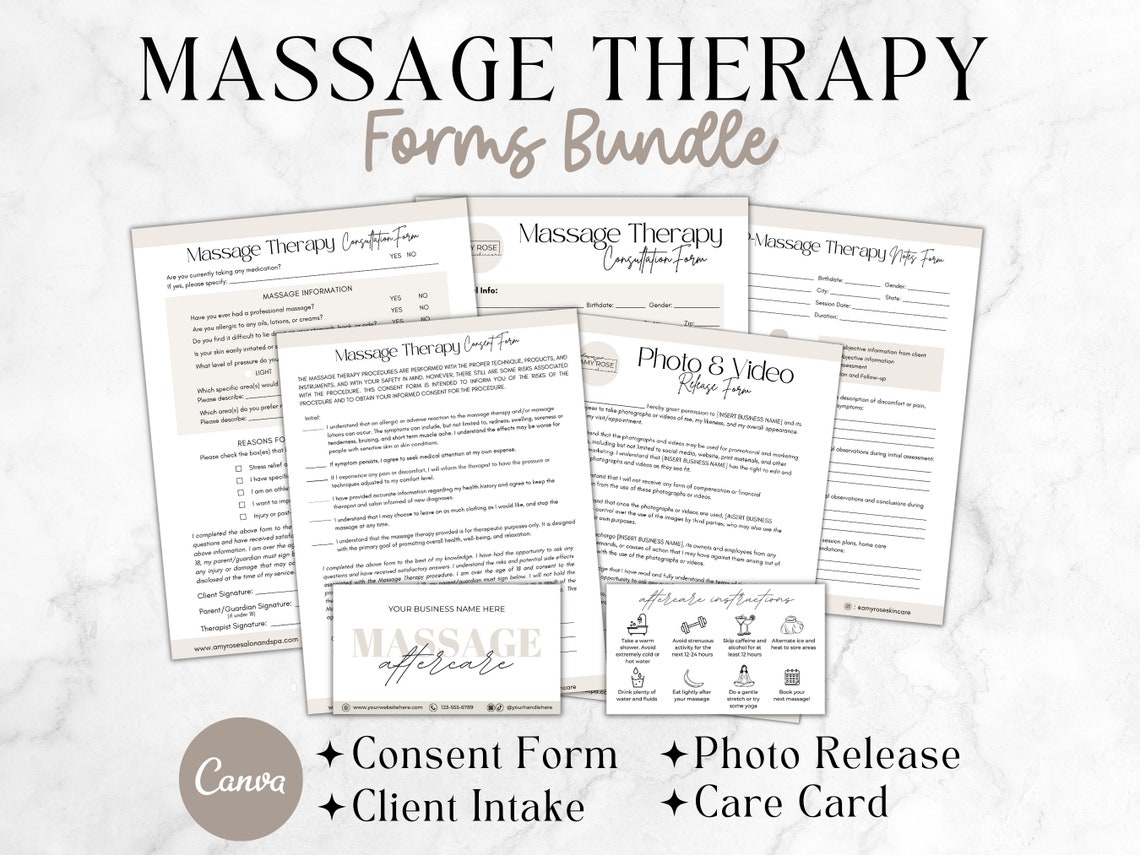 Massage Therapy Forms, Massage Intake and Consent Forms, Massage ...