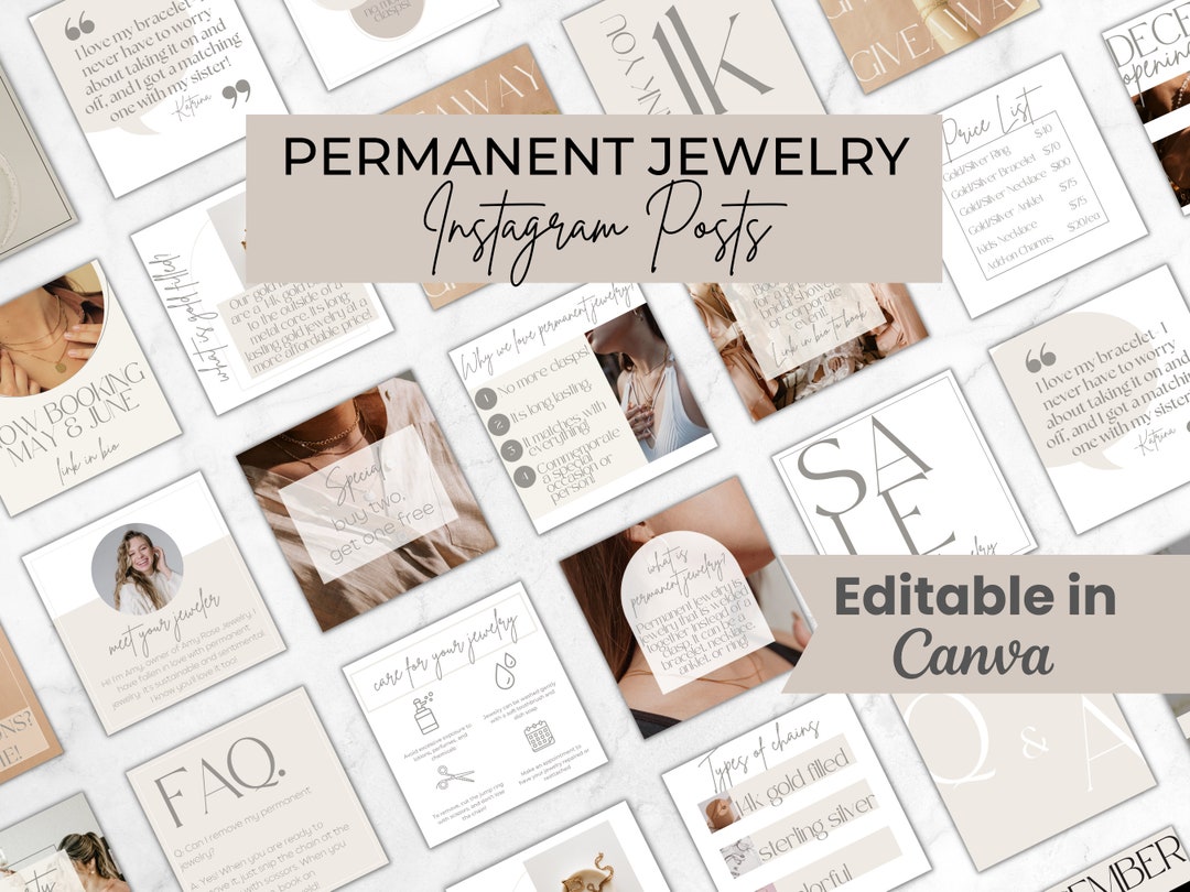 Editable Permanent Jewelry Instagram Posts Templates, Permanent Jewelry ...