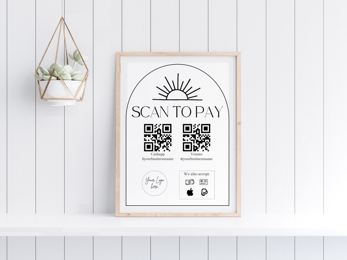 Scan to Pay Sign Template, Payment Sign, QR Code Sign, Editable Small ...