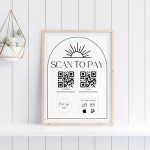 Scan to Pay Sign Template, Payment Sign, QR Code Sign, Editable Small ...