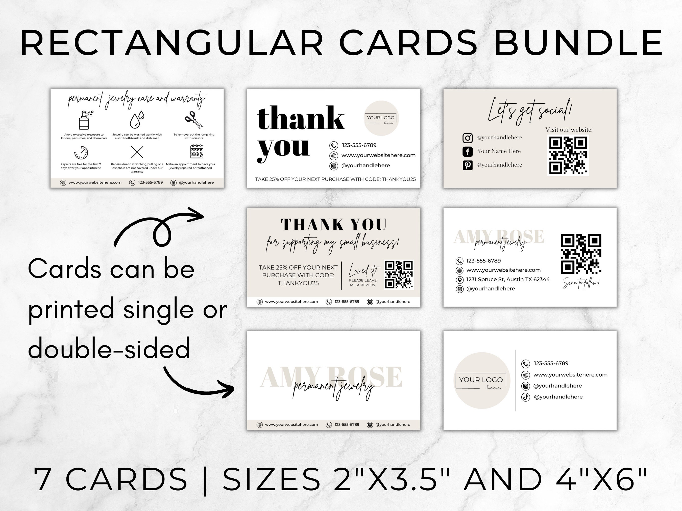 Permanent Jewelry Business Cards, Warranty and Care Card, Permanent ...