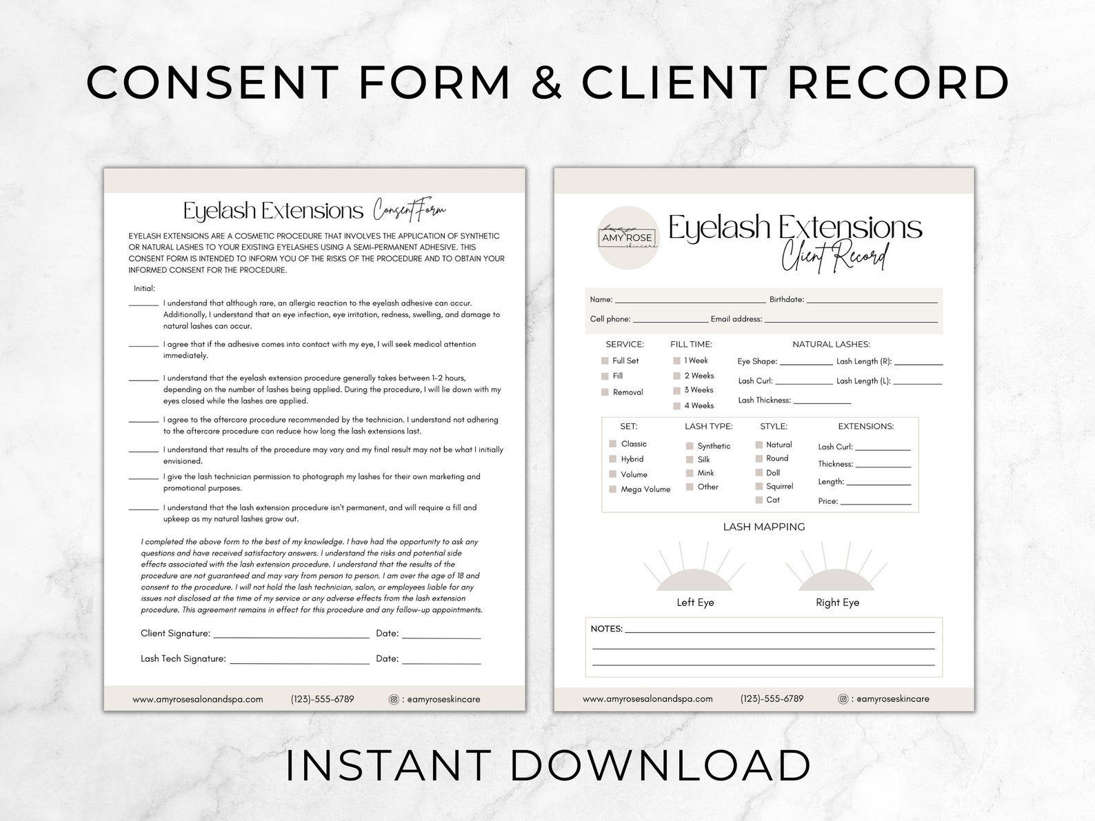 Lash Consent Forms Bundle, Editable Eyelash Extension Template, Lash ...