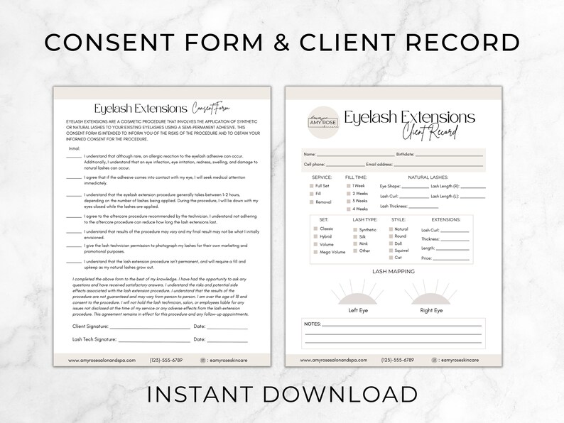 Lash Consent Forms Bundle, Editable Eyelash Extension Template, Lash ...