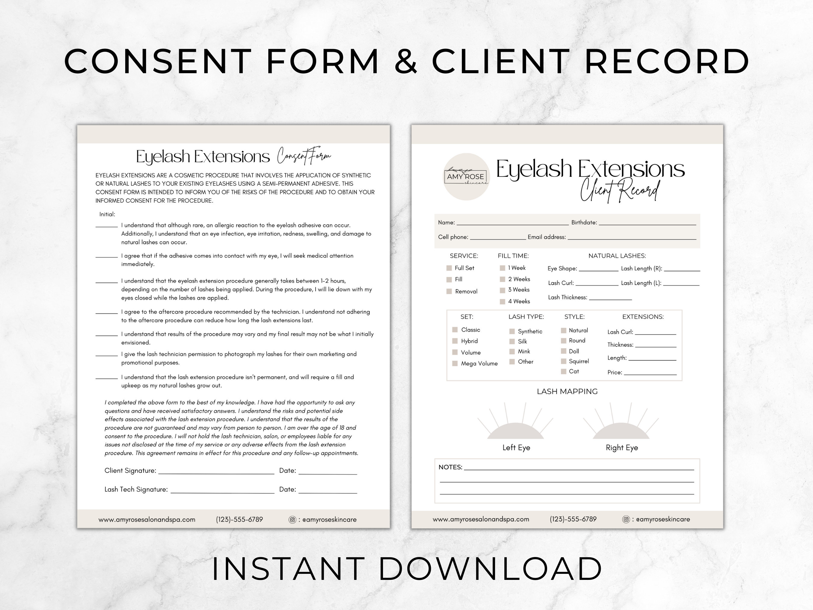 Lash Consent Forms Bundle, Editable Eyelash Extension Template, Lash ...