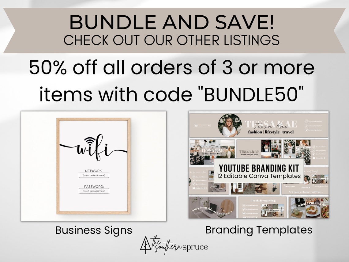 Business Sign Templates Bundle, Editable Social Media Sign Printable ...