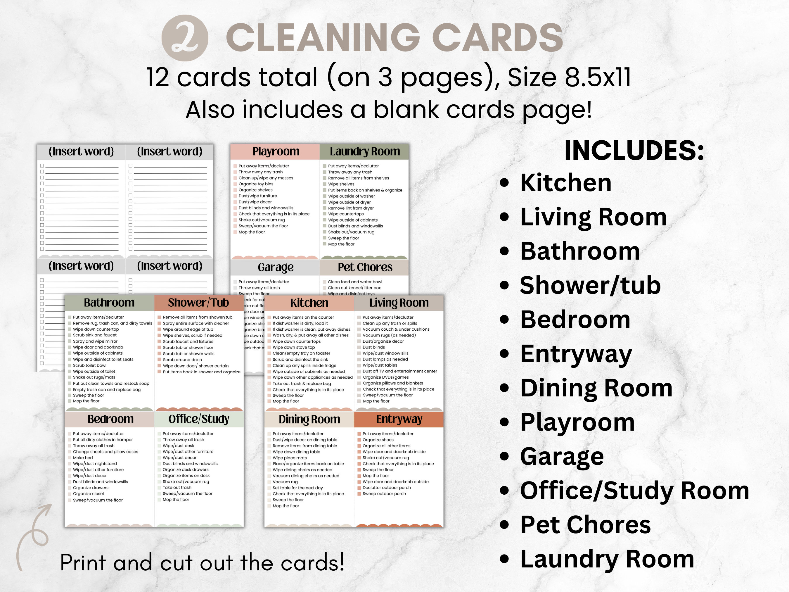 Editable ADHD Cleaning Checklist Bundle, ADHD Cleaning Planner, ADHD ...