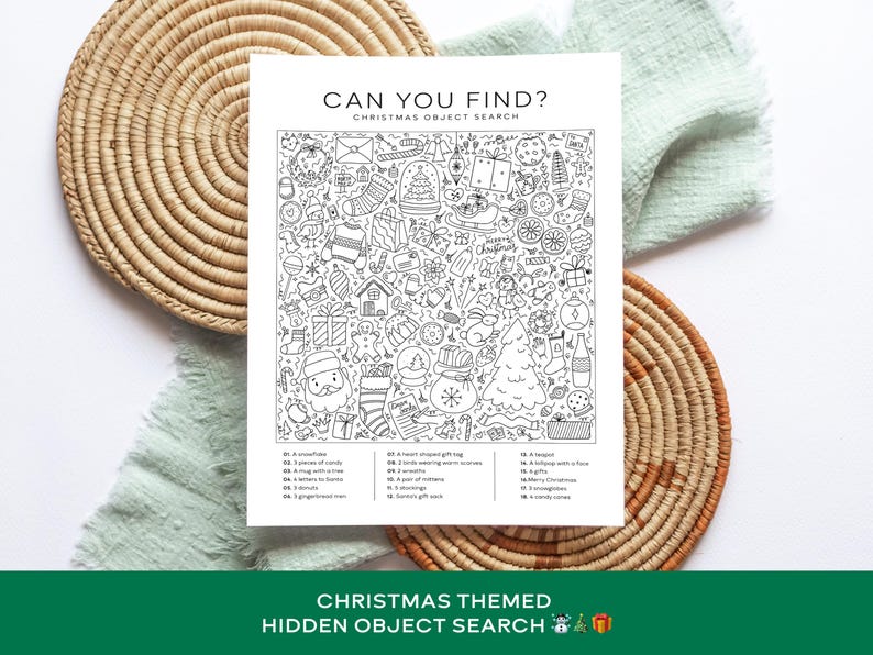 Christmas Hidden Object Game: Printable Activity, Holiday Activity (PDF ...