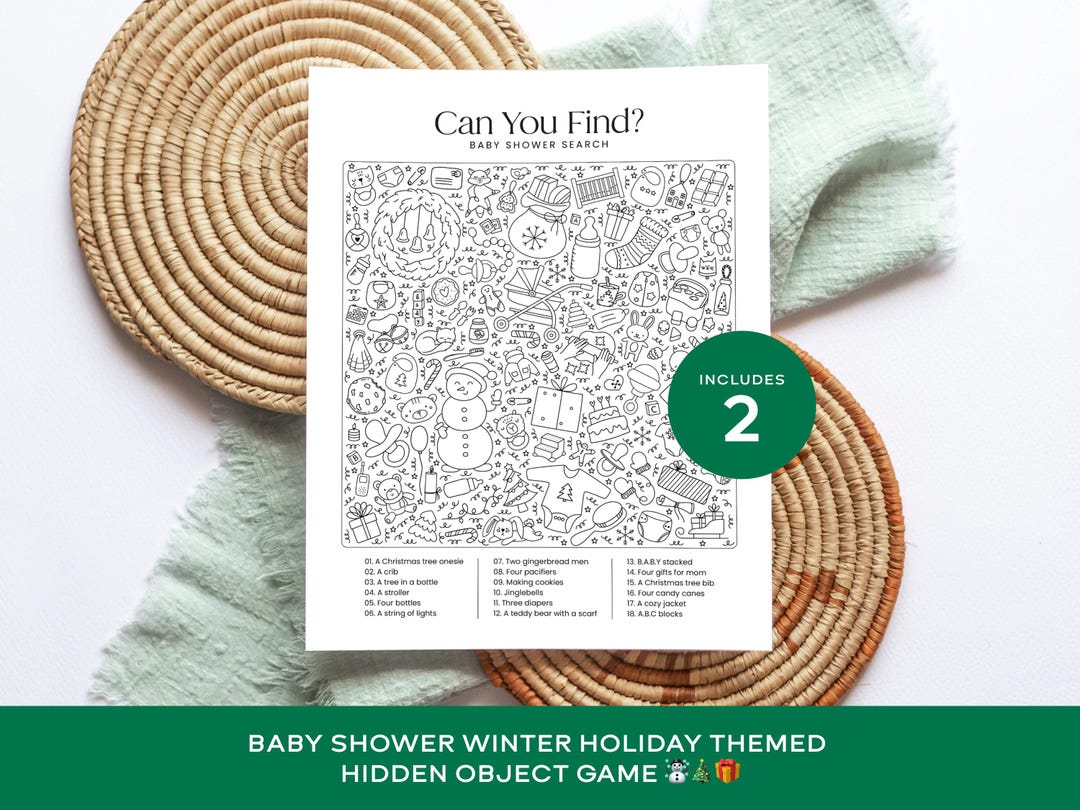 Winter Baby Shower Hidden Object Game: Set of 2 (printable PDF) - Etsy