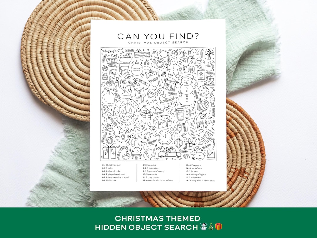 Christmas Hidden Object Game: Printable Activity, Holiday Activity (PDF ...