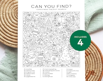 Set of Eight Hidden Objects Christmas Game, Christmas Party Games ...