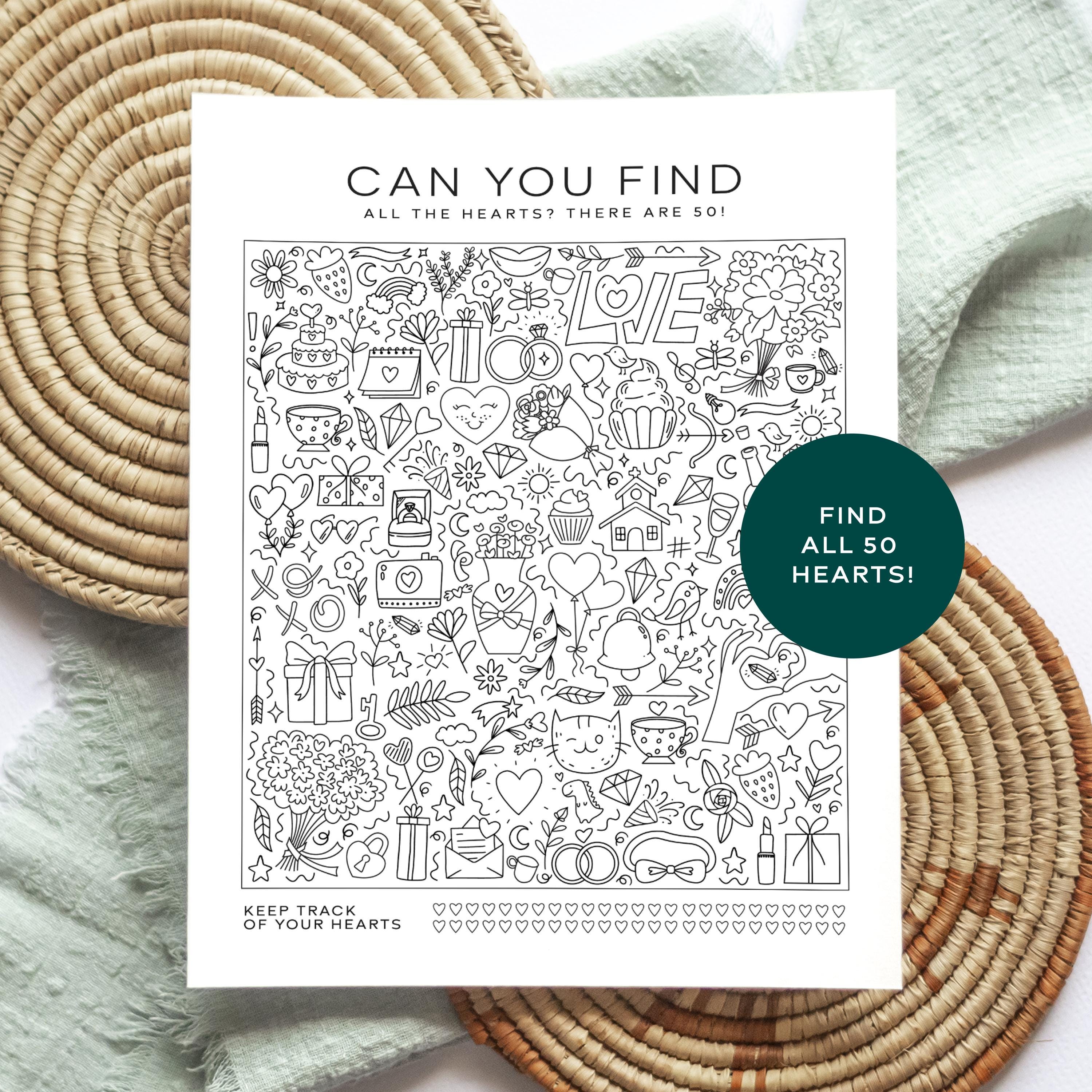 Hidden Objects Heart Wedding Game, Wedding Reception Games, Bridal ...