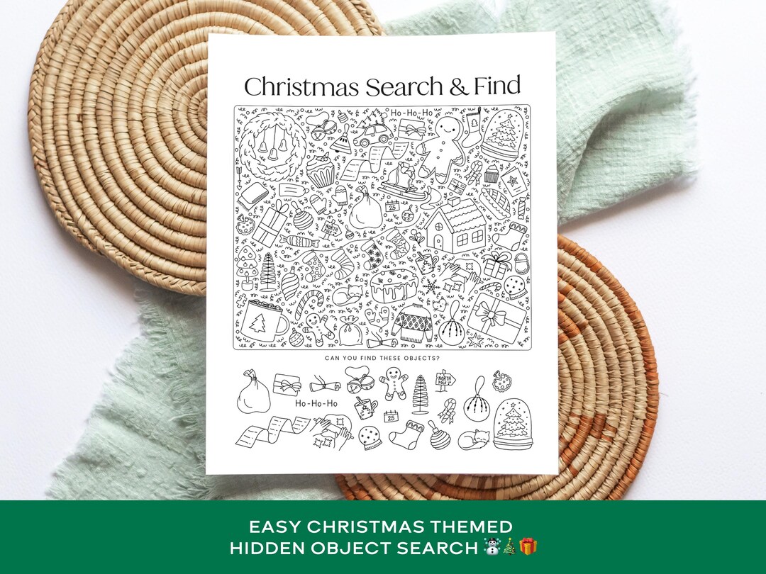 Easy Christmas Hidden Object Game: Printable Activity, Holiday Activity ...