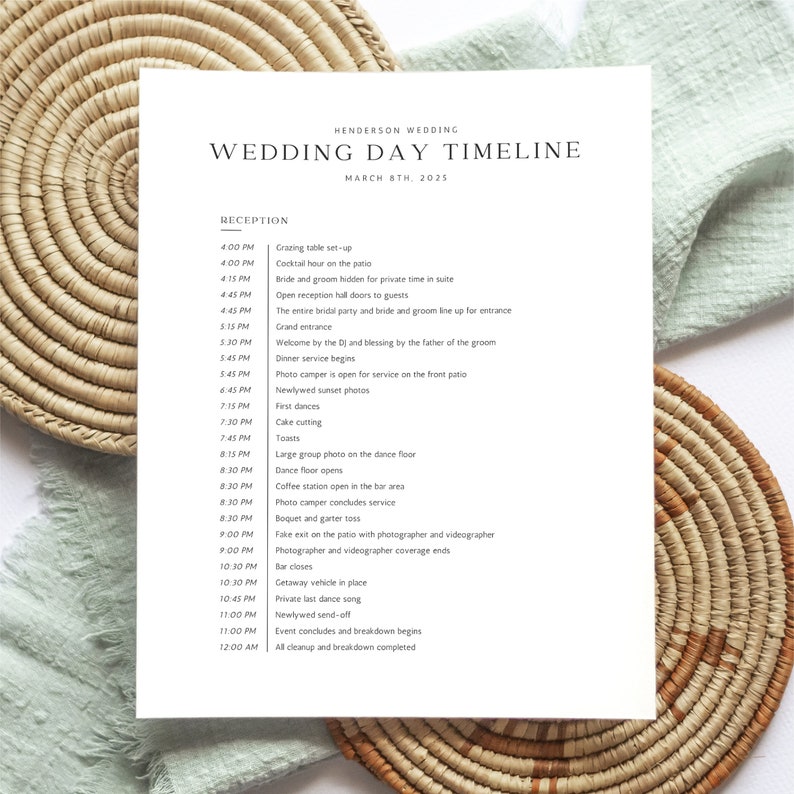 8.5X11 Editable Wedding Timeline Template | Wedding Timeline Template ...