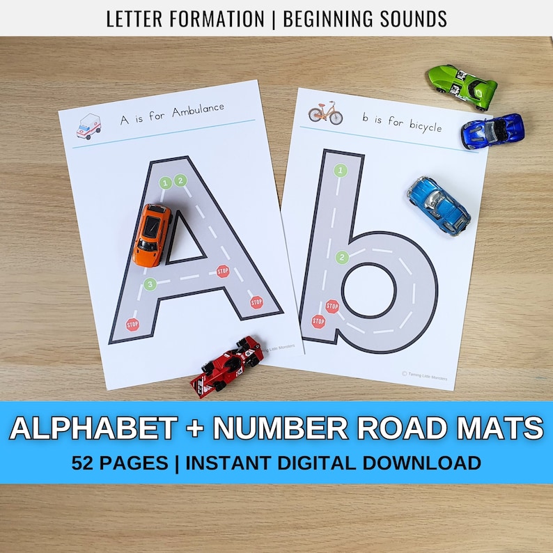 Alphabet and Number Road Mats for Preschool and Kindergarten - Etsy
