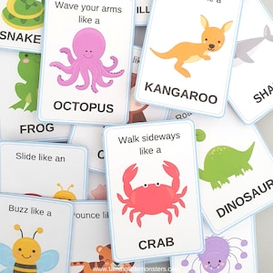 Animal Movement Cards | Preschool Activity and Busy Bag - Etsy