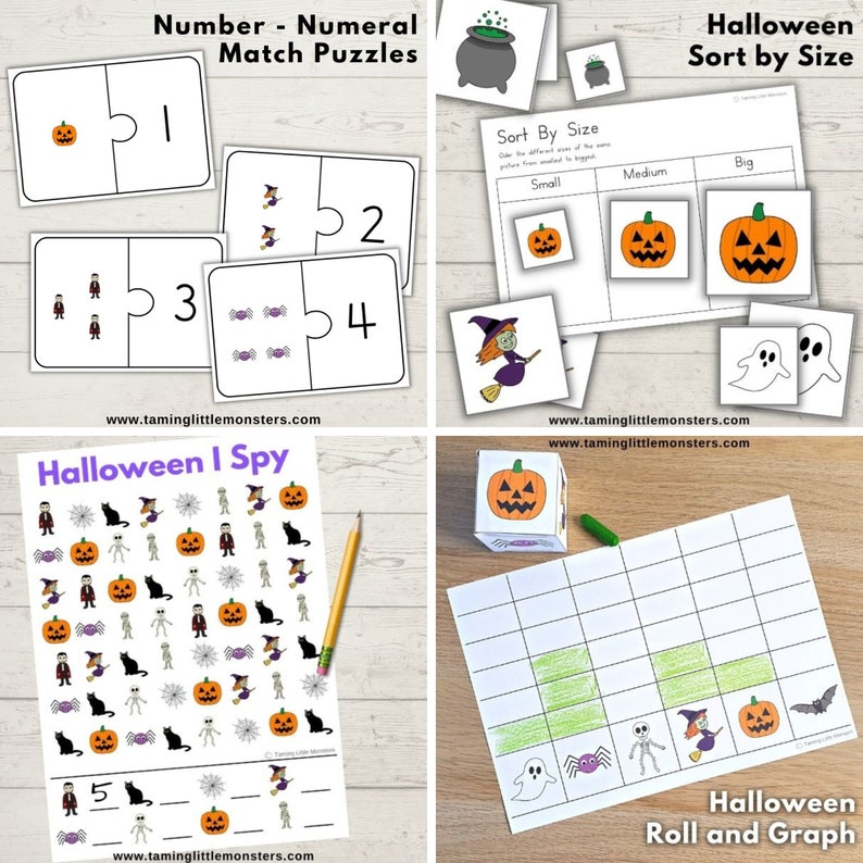 Printable Halloween Activity Pack for Kids. Math, Literacy, Games, Fine ...
