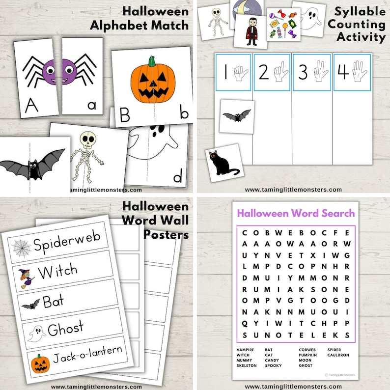 Printable Halloween Activity Pack for Kids. Math, Literacy, Games, Fine ...