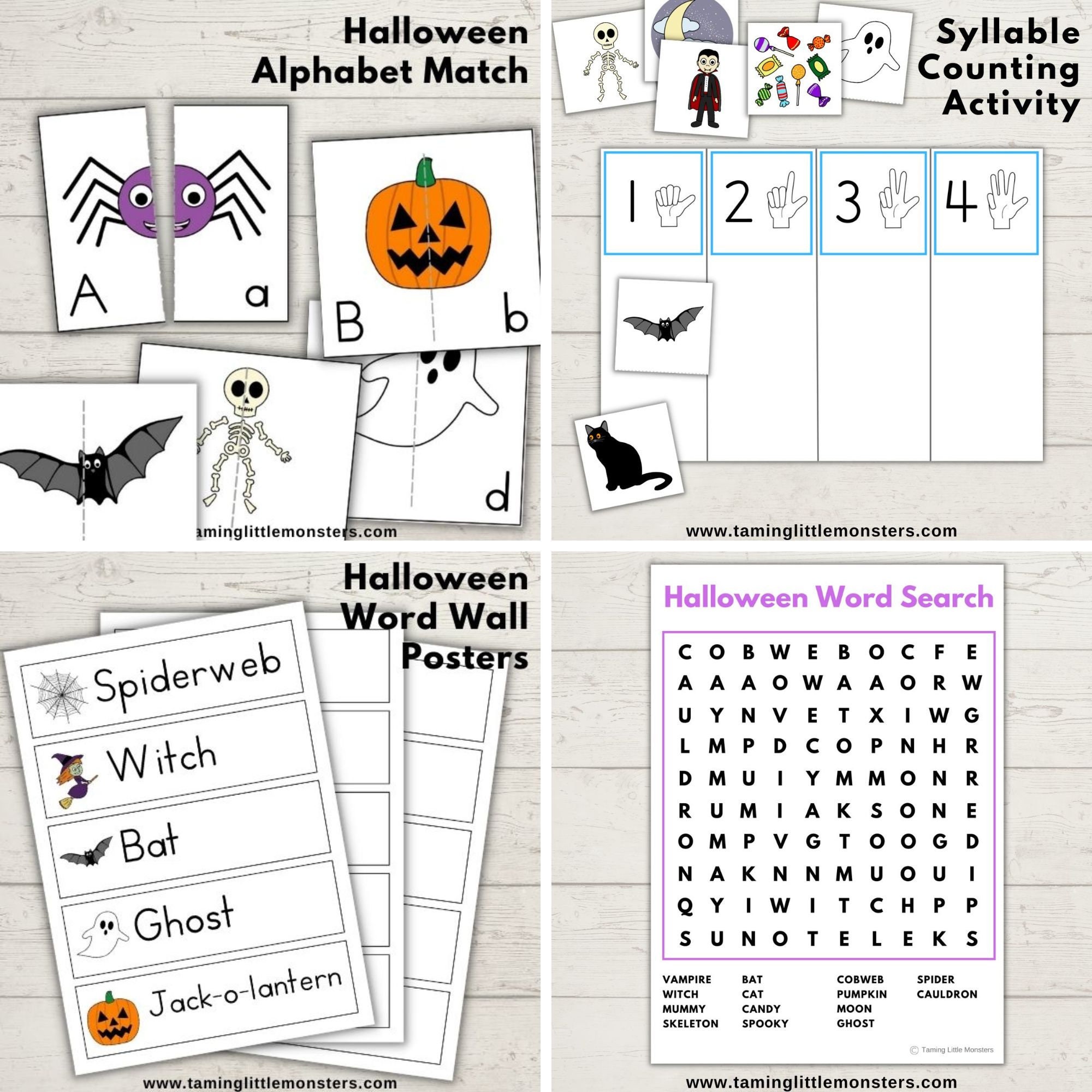 Printable Halloween Activity Pack for Kids. Math, Literacy, Games, Fine ...