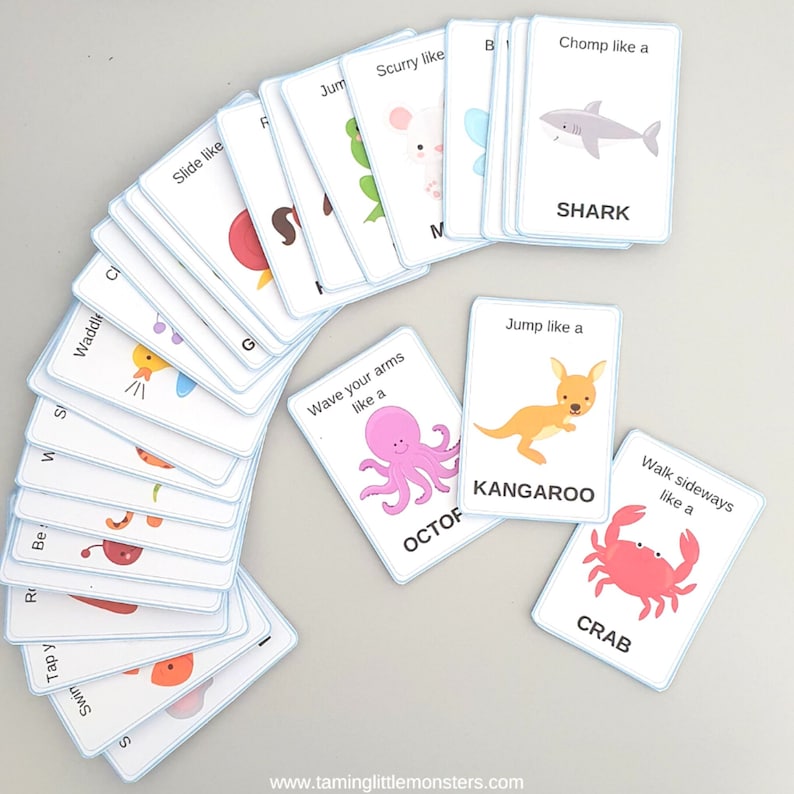 Animal Movement Cards | Preschool Activity and Busy Bag - Etsy