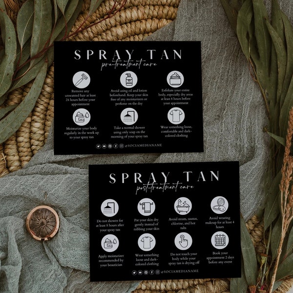 Pre and Post Spray Tan Cards - Etsy