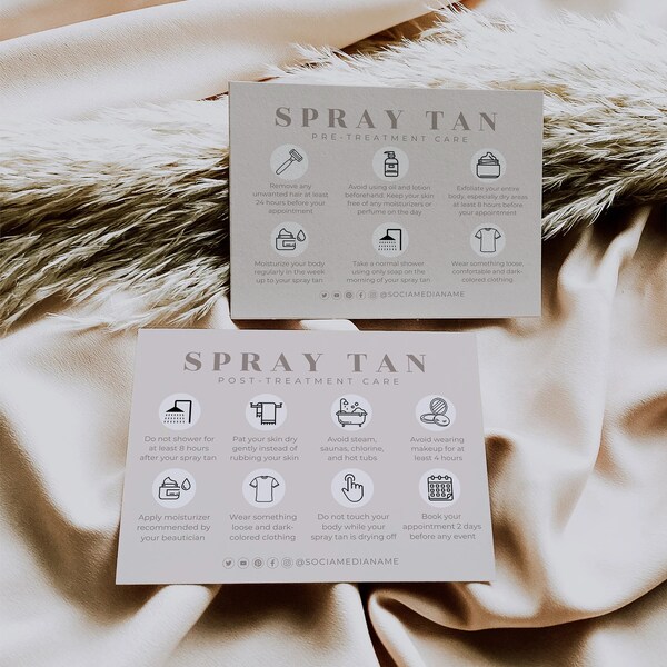 Pre and Post Spray Tan Cards - Etsy