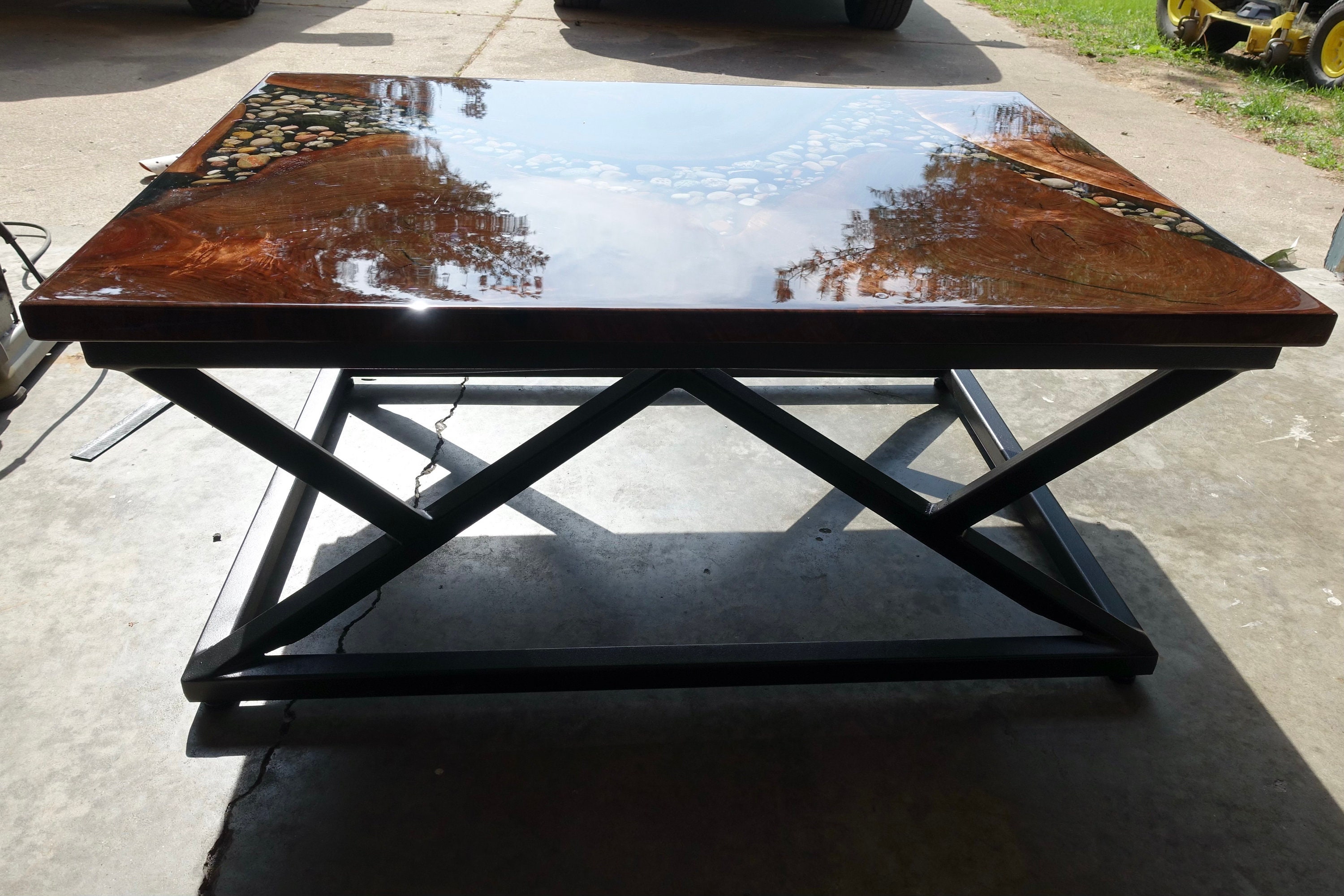 Hand-crafted Black Walnut and Epoxy, Rock River Table, River Table ...