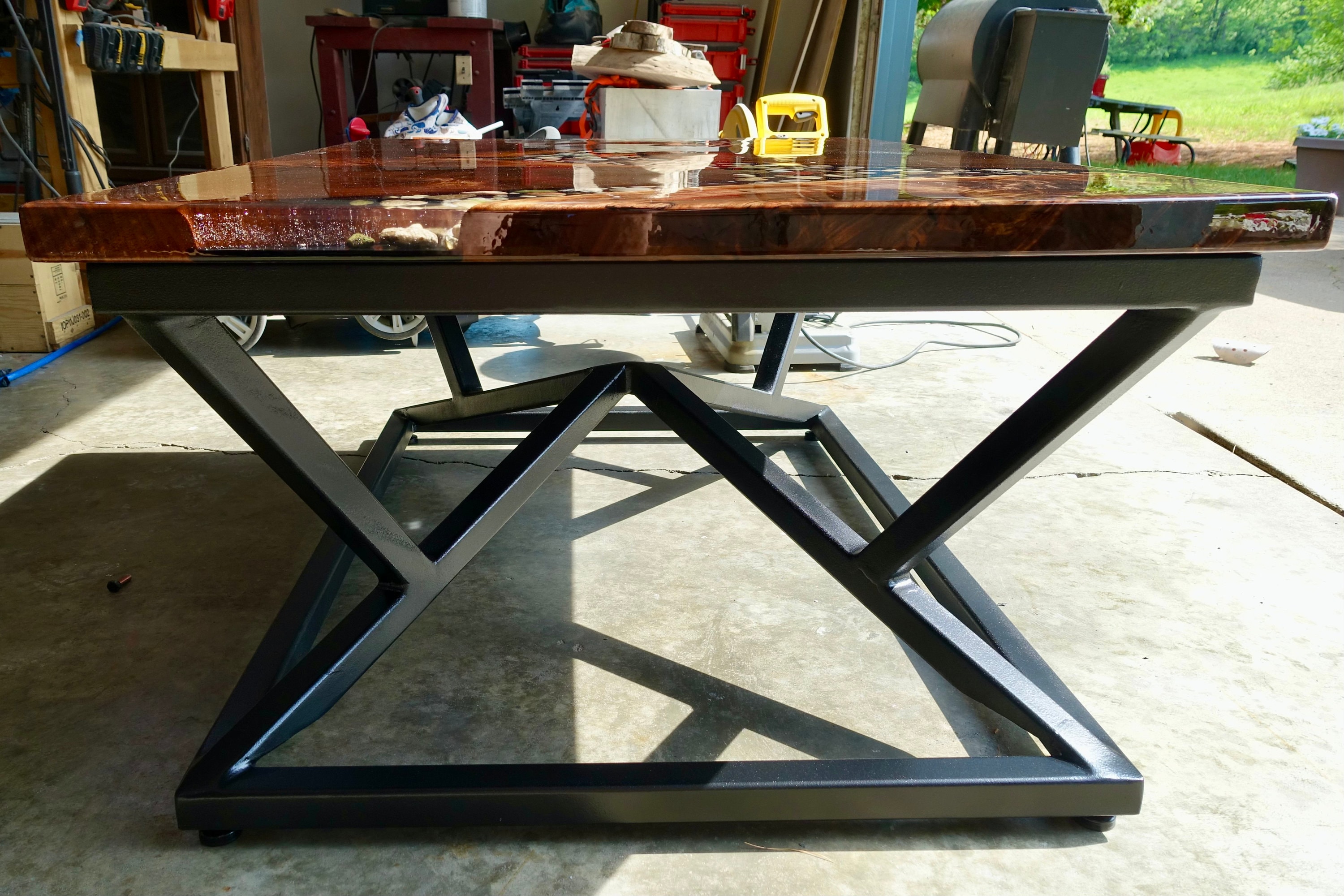 Hand-crafted Black Walnut and Epoxy, Rock River Table, River Table ...