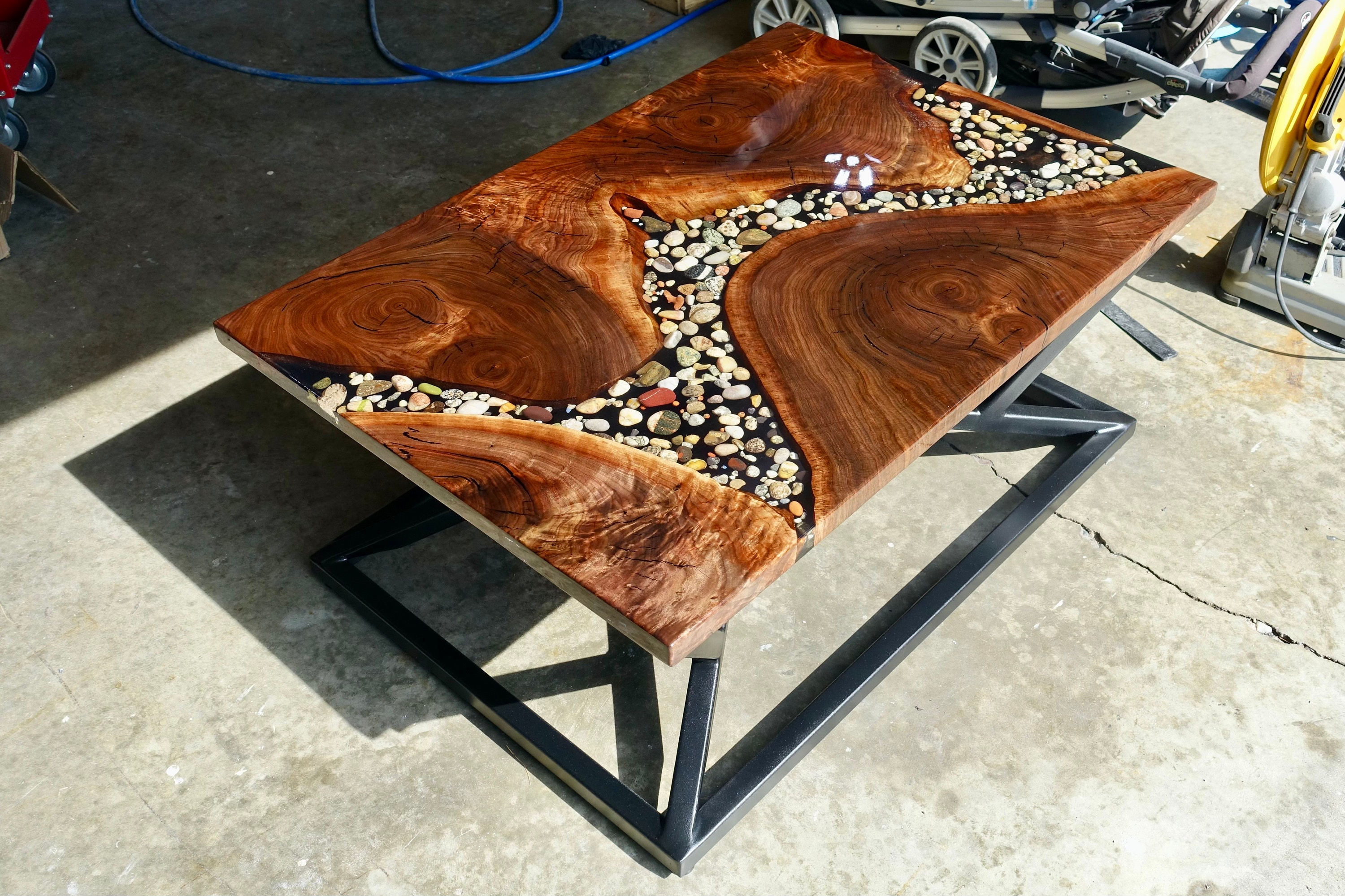Hand-crafted Black Walnut and Epoxy, Rock River Table, River Table ...
