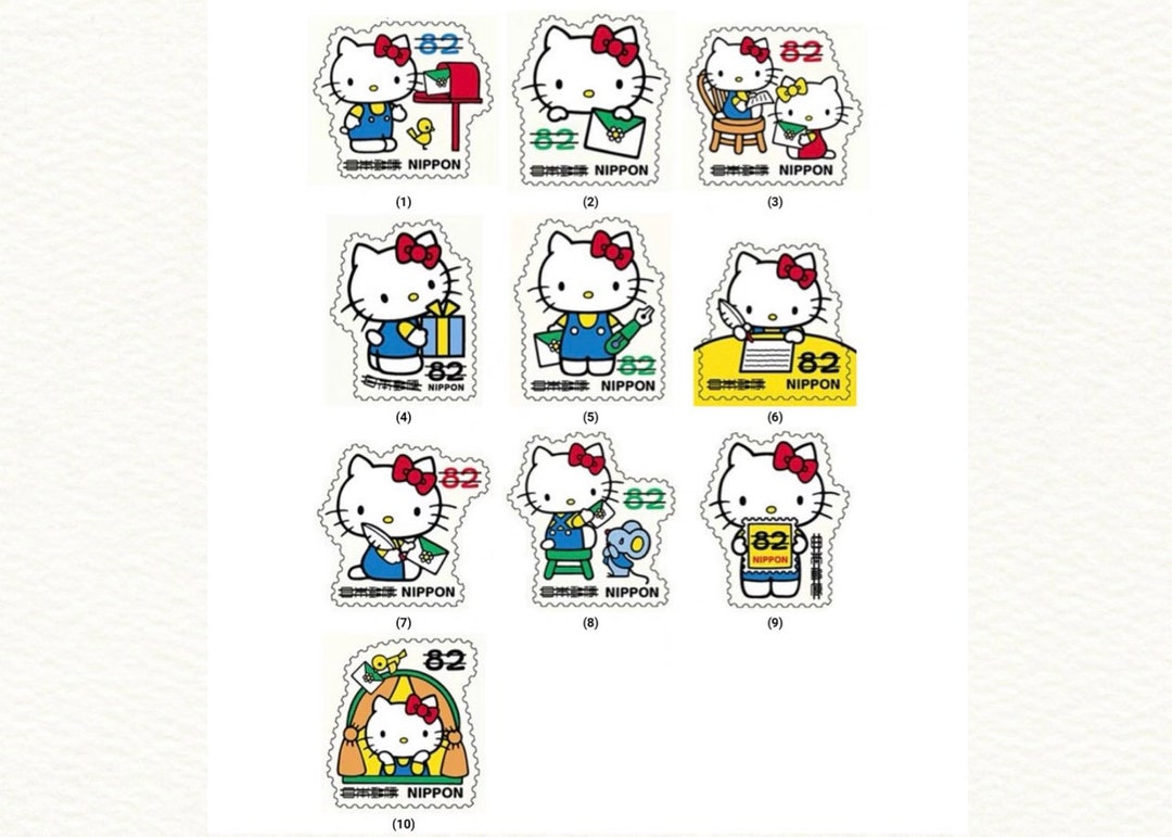 Hello Kitty Sanrio Japanese Stamps 2018 G193 10 Pieces Full Used Stamp ...