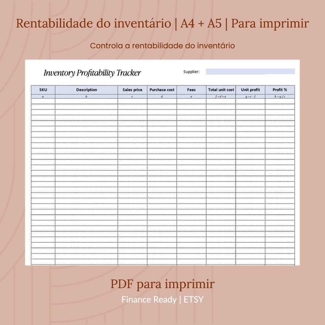 Rentabilidade Do Inventário Por Fornecedor. Português. A4. A5. Para ...