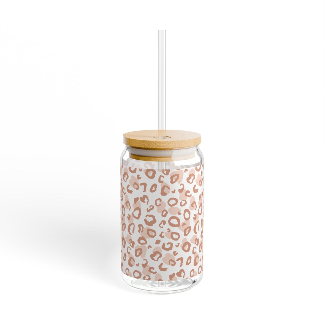 Leopard Print Sipper Glass, 16oz | Stylish Drinkware for Home, Parties ...