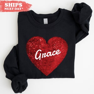 Custom Heart Shape Sweatshirt Custom Name Hoodie Personalized Name Gift ...