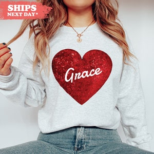 Custom Heart Shape Sweatshirt Custom Name Hoodie Personalized Name Gift ...