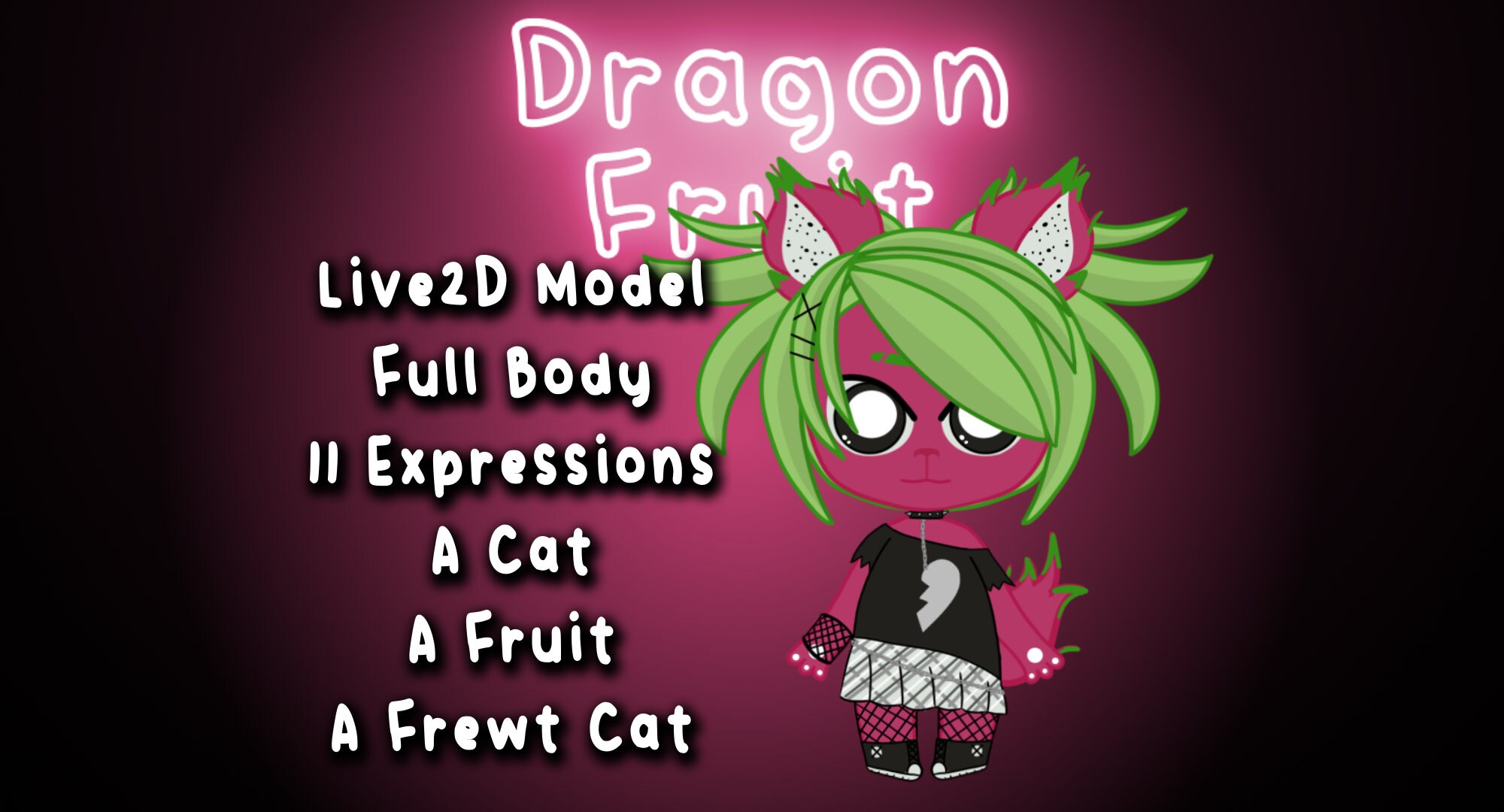 Frewt Cat Dragon Fruit Fully Rigged Live2d Model - Etsy