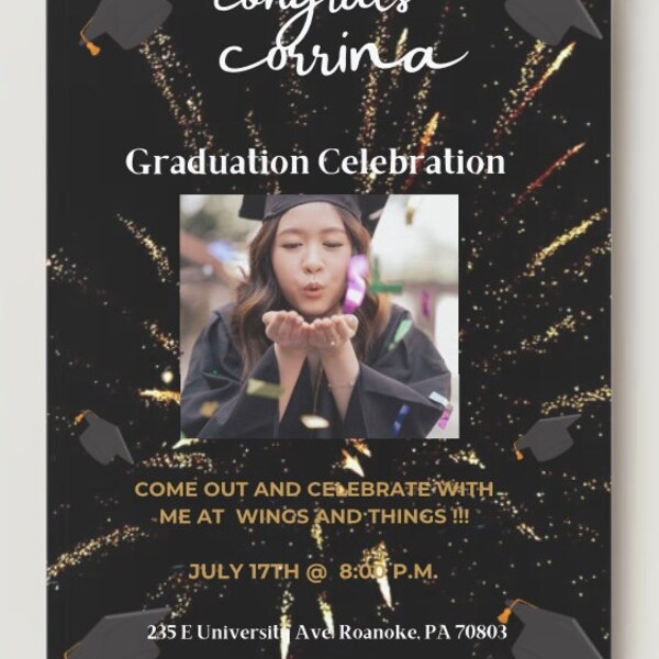 Graduation Flyer Template Digital Grad Party Flyer Printable Grsduation ...