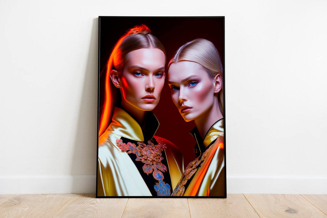 Twin Models 2 Digital Art Print, AI Generated, Wall Art, AI Art ... Twin Models 2 Digital Art Print, AI Generated, Wall Art, AI Art ...