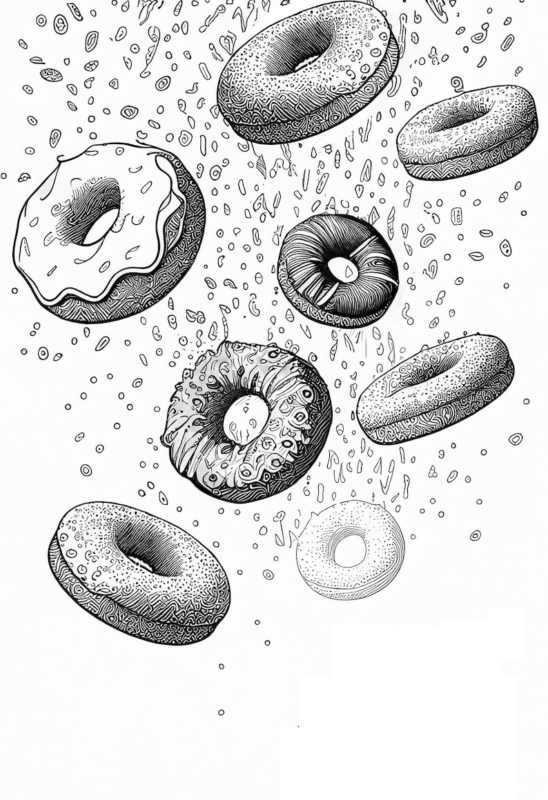 30 Printable Desserts & Pastries Coloring Pages for Adults and - Etsy