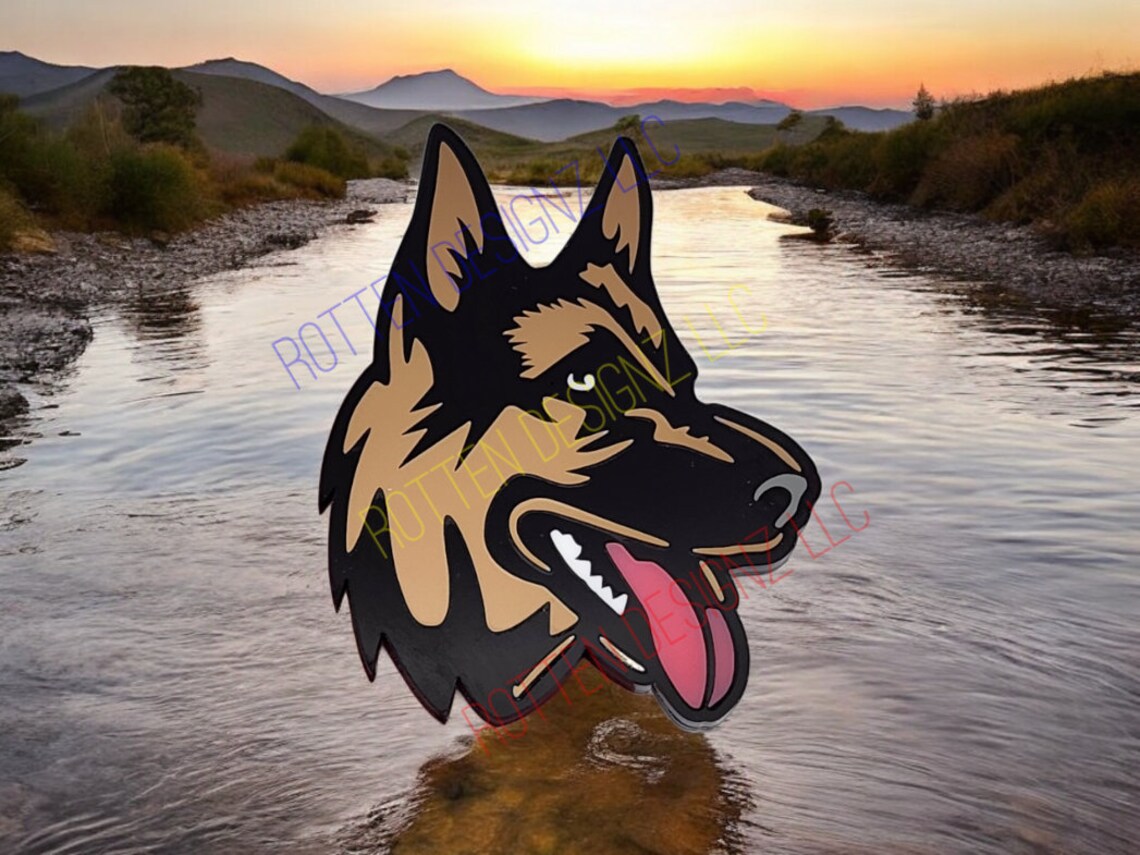 German Shepherd Profile Emblem - Etsy